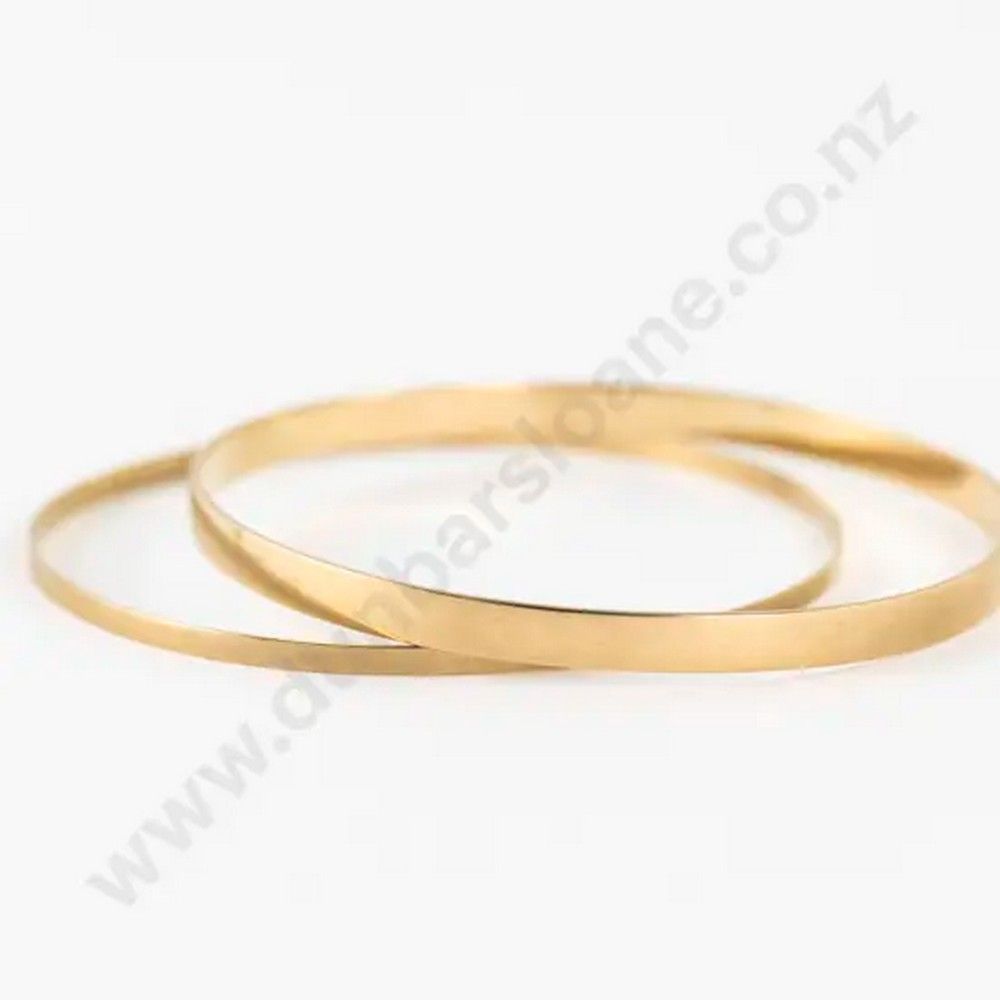 Pair of 9ct Gold Plain Bangles, 6cm Diameter, 12g - Bracelets/Bangles ...
