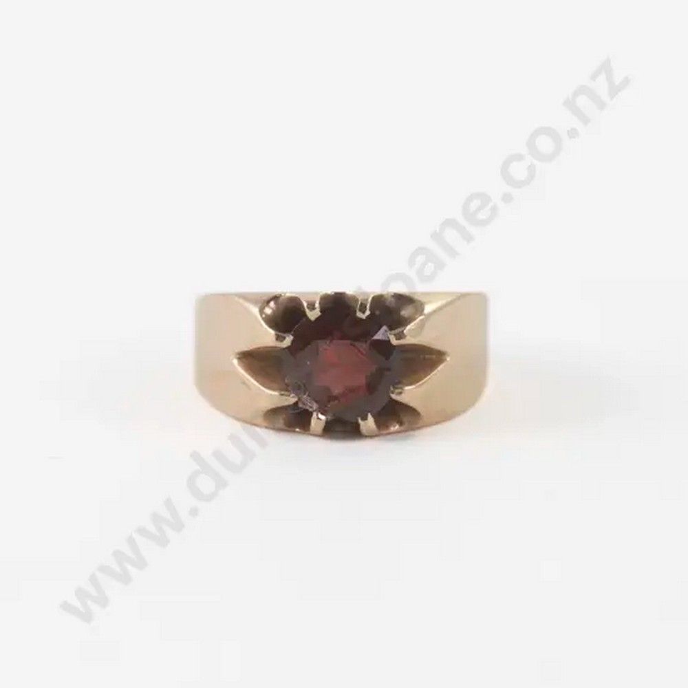 Single Garnet Ring, Scroll Claw Setting, Chipped Stone, Size O - Rings ...