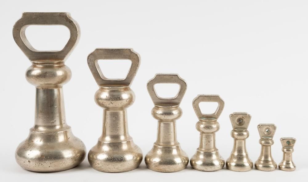 Graduated Set of Seven 19th Century Bell Weights - Scales - Household ...