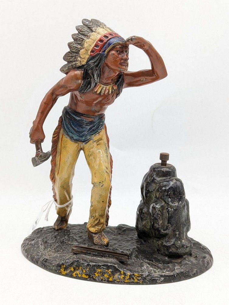 Austrian Native American Indian Table Lighter, Bronze, 20cm Height ...