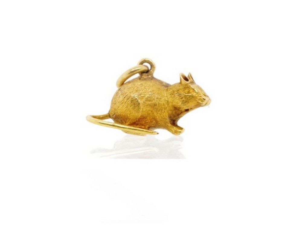 18ct Yellow Gold Rat Charm, 1.51g - Zother - Jewellery
