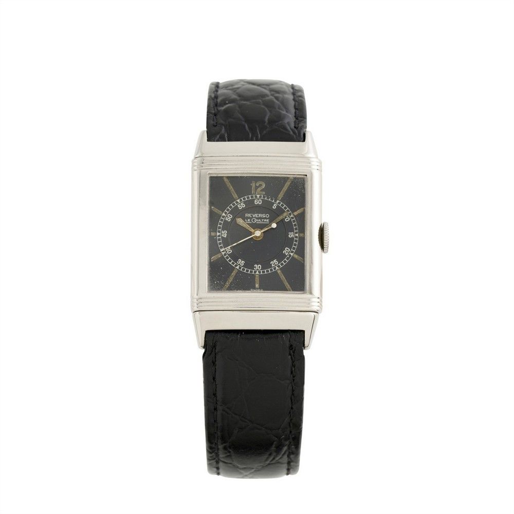 Vintage Reverso Stainless Steel Wristwatch with Mythical Wolf Engraving ...