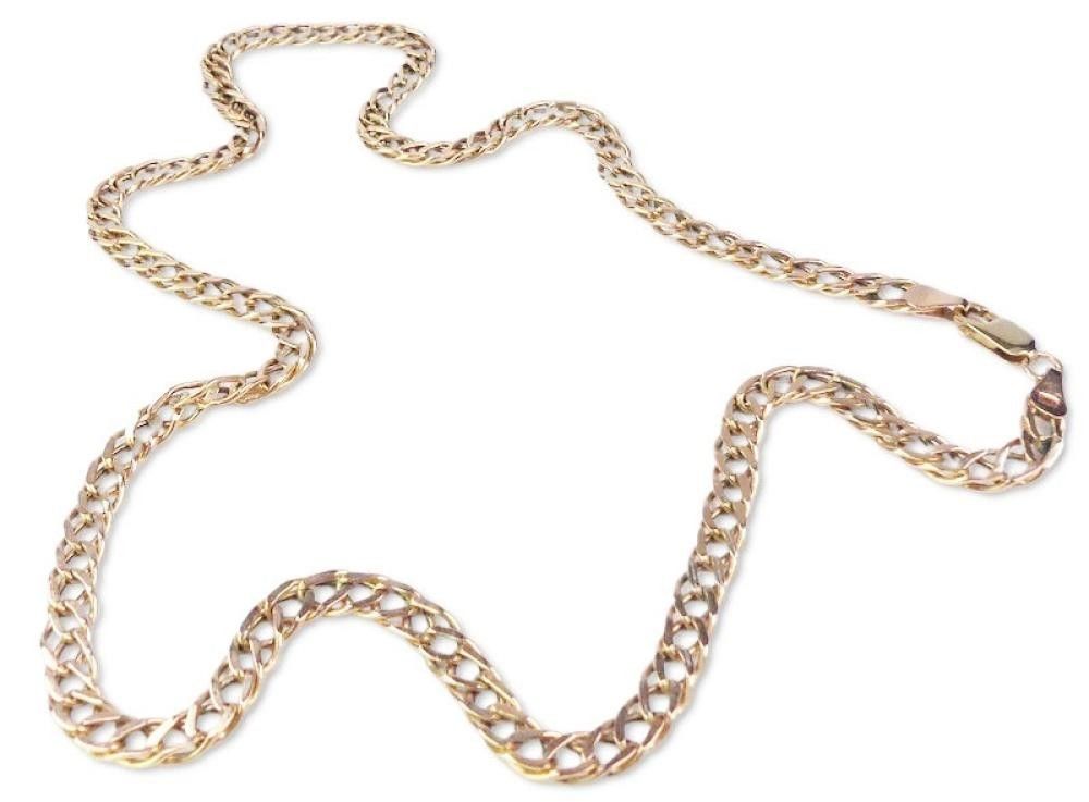 9ct Yellow Gold Double Curb Chain, 50cm, 14.8g - Necklace/Chain - Jewellery