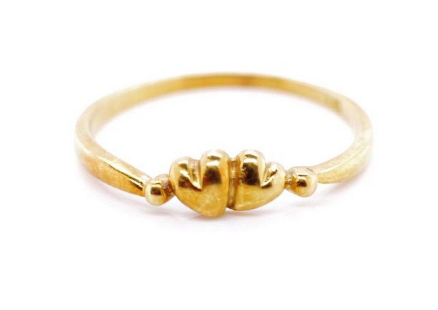 18K Double Heart Gold Ring - 1.3g - Rings - Jewellery