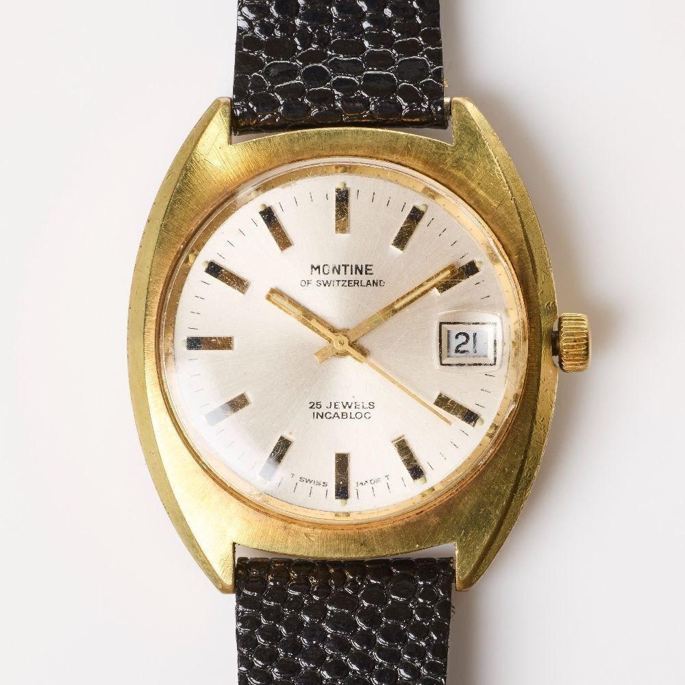 Montine Automatic Date Watch with AS1913 Movement, Gold Plated ...