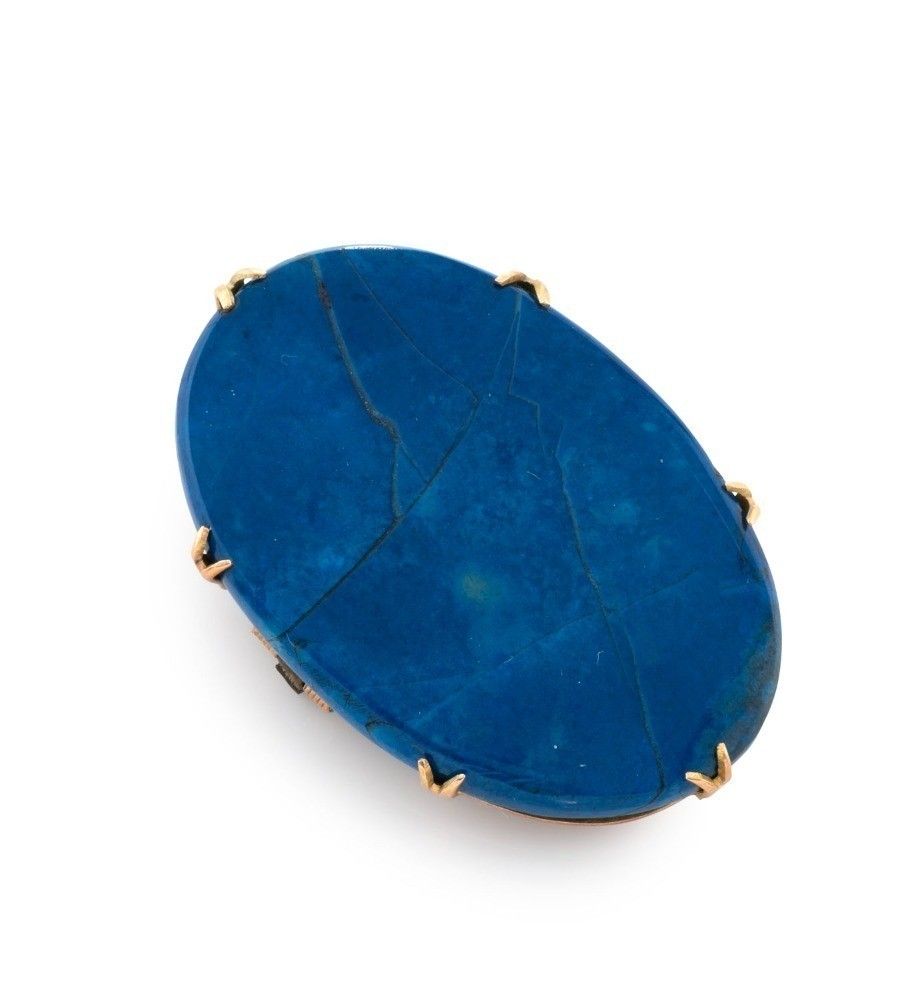 Melbourne Rare Lapis Lazuli Brooch in 9ct Rose Gold - Brooches - Jewellery