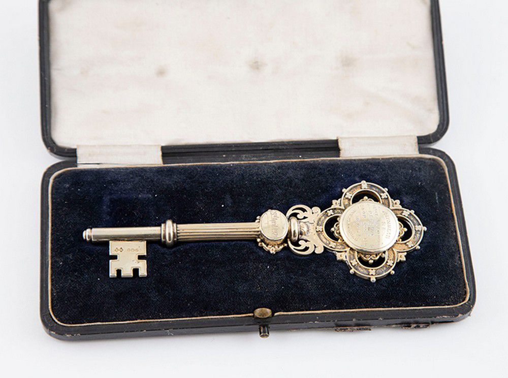1914 Birmingham Sterling Silver Gilt Presentation Key - Presentation ...