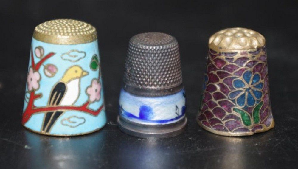 Vintage Thimbles: Dutch Silver, Chinese Cloisonne - Zother - Oriental