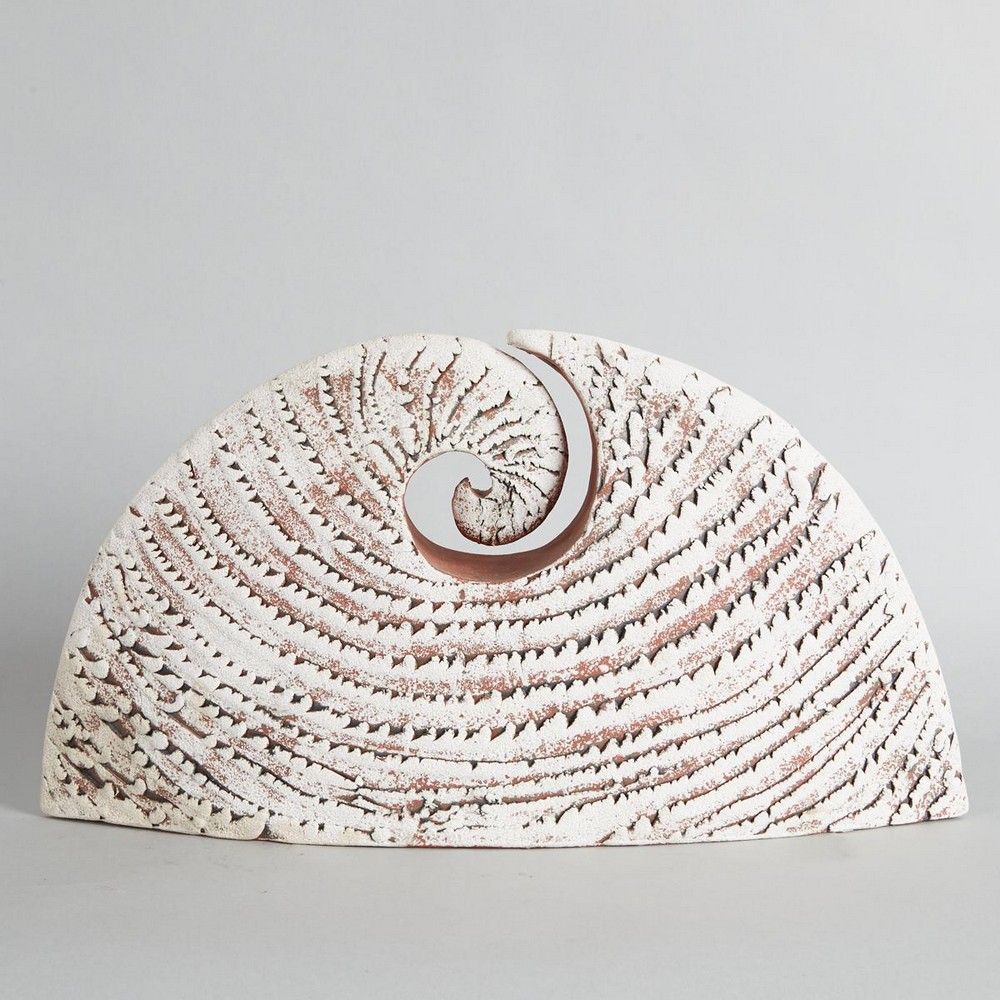 Wave of Tranquility: Rod Davies Fern Flat Pottery Sculpture - New ...