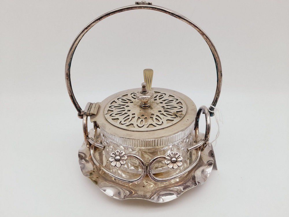 Crystal and silverplate jam dish with stand - Bowls, Comports and ...