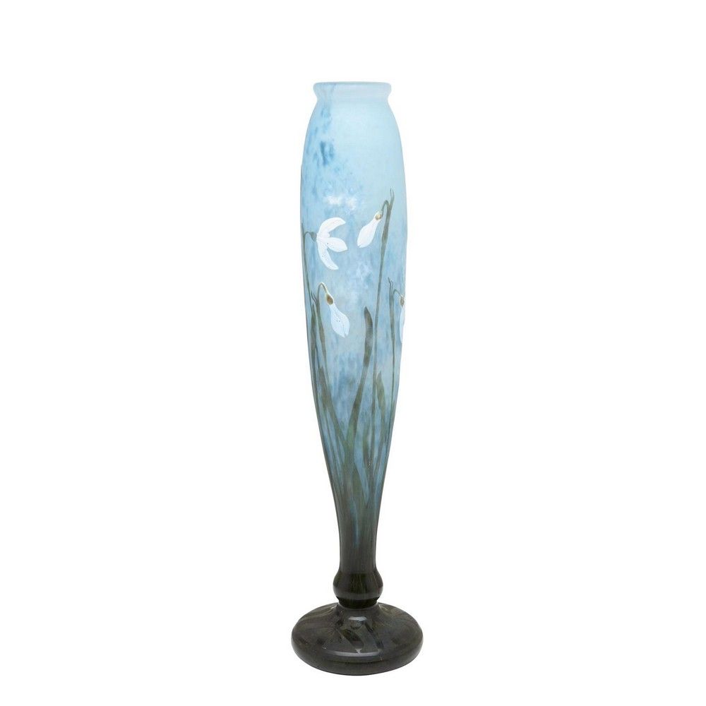 Daum Freres 'Snowdrop' Cameo Glass Vase, Nancy, c. 1900 - French - Glass