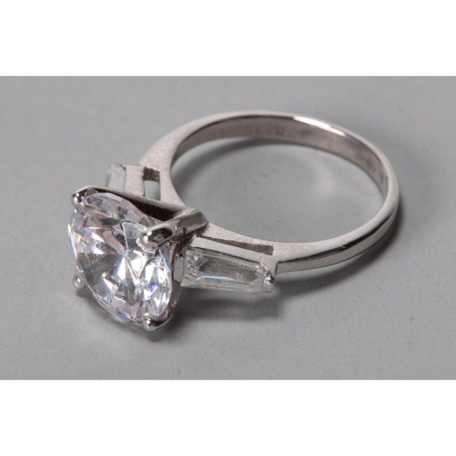 Clear Stone White Gold Ladies' Ring - Rings - Jewellery