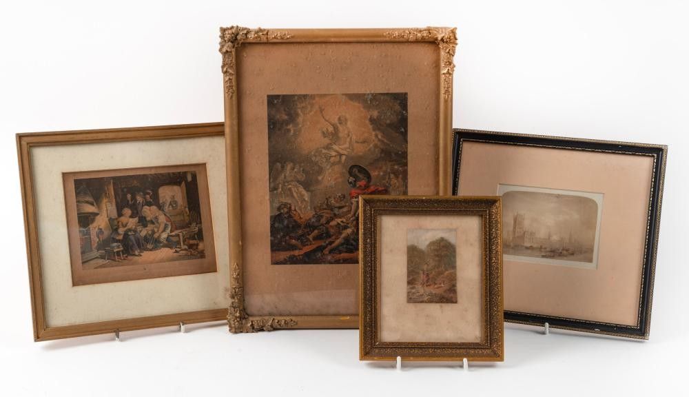George Baxter antique framed prints, set of four, largest 37x27cm ...