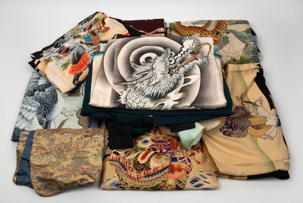 Japanese Textiles and Garments: Silk Kimonos, Jackets, Obi, Embroidered ...