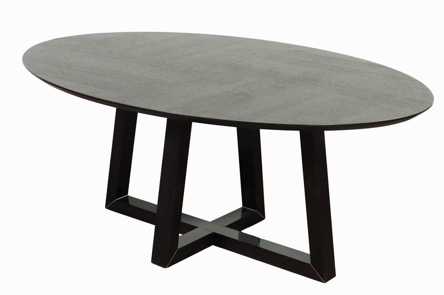 Natuzzi Oval Dining Table with Cross Frame Base, Black Finish - Tables ...