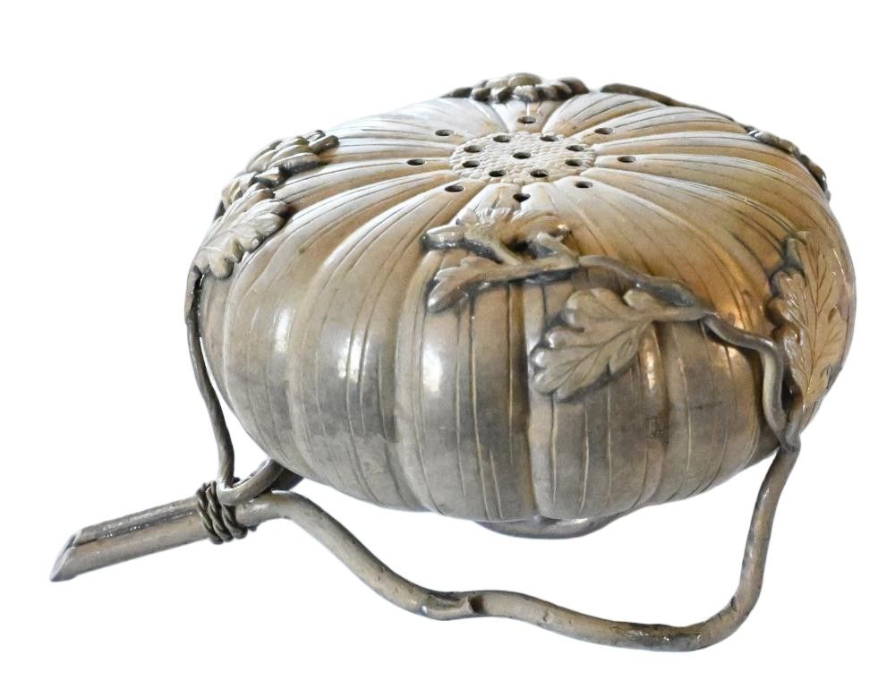Japanese Silver Gourd Censor with Floral Detail, 6cm Diameter - Zother ...