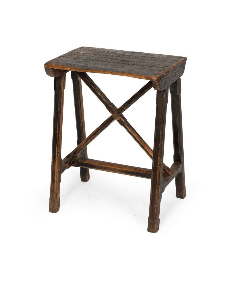 19th Century South Australian Rustic Pine Chamfered Edge Stool ...