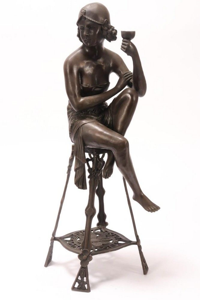 Bronze 'Champagne Lady' Figure by J.E Mir, 55cm Height - Figures/Groups ...