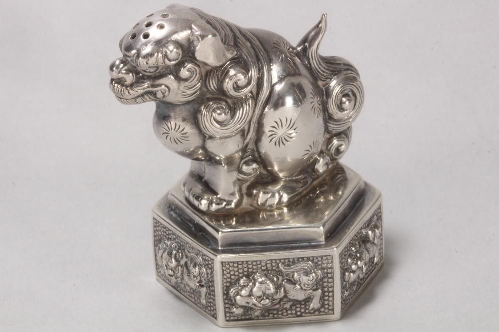 Japanese Silver Fo Dog Salt Shaker, Marked Jungin Suzuyo - Zother ...