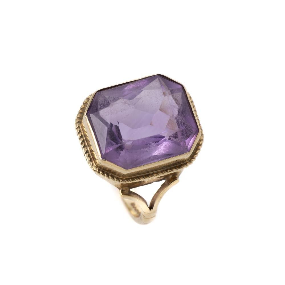 Vintage 9ct Gold Amethyst Cocktail Ring, Radiant Cut, Size O - Rings ...