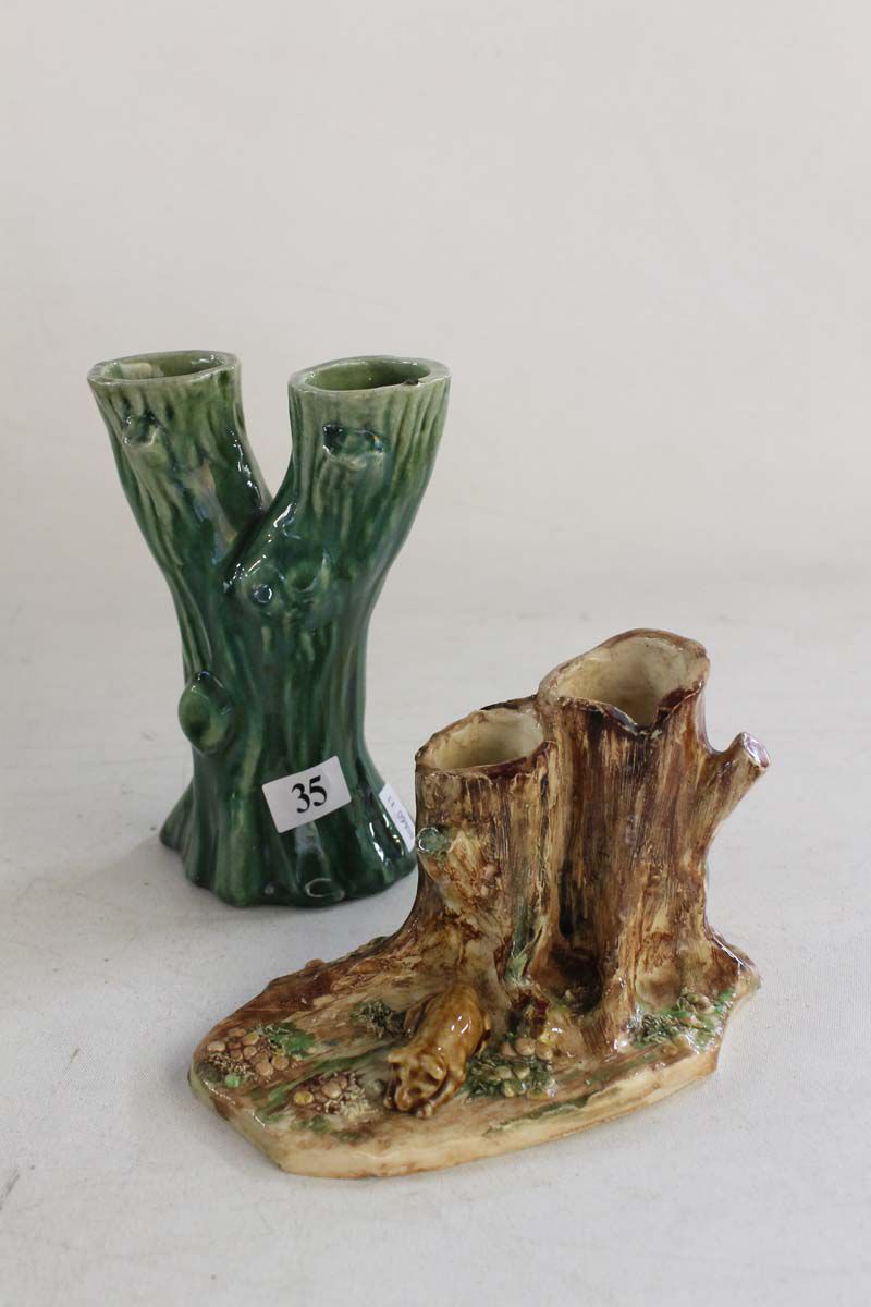 Australian Pottery Tree Form Spill Vases with Dingo Decoration ...