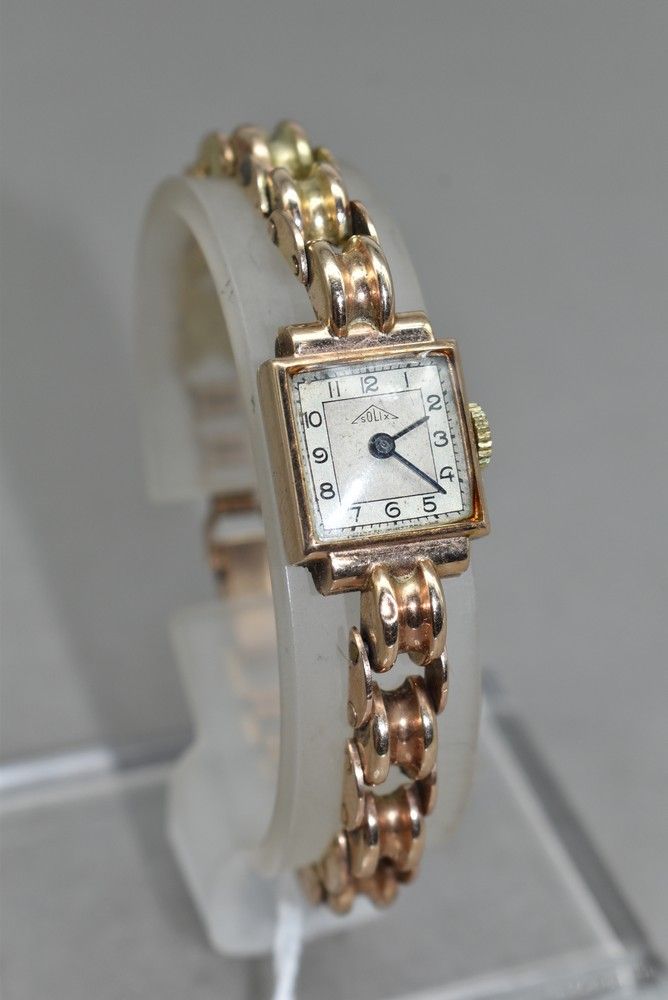 Solix Swiss 9ct Gold Ladies Watch with Solid Chain Band - Watches ...