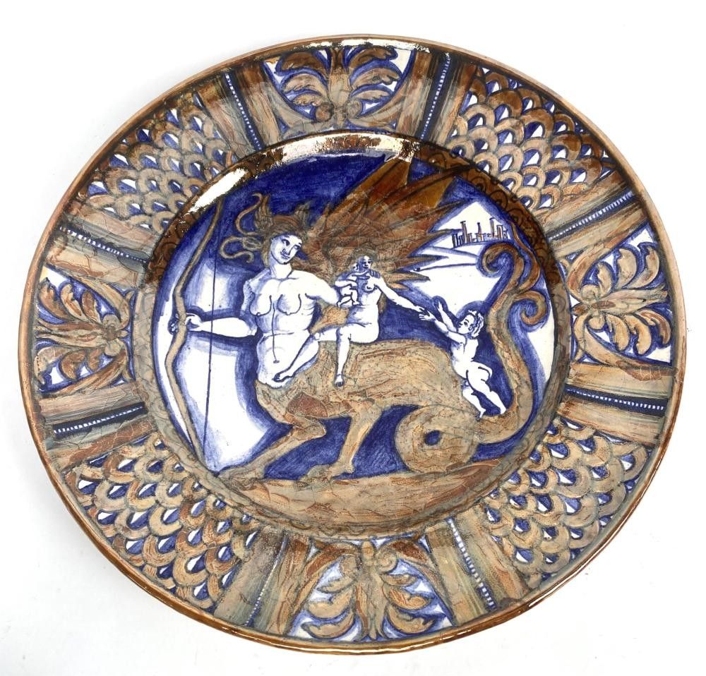 Greek Myth Faience Charger, 40.5 cm Diameter - Greek - Antiquities