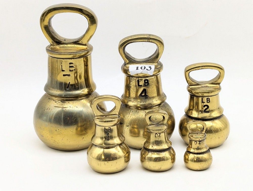 Vintage Brass 'Dumb Bell' Shaped Weight Set, Rare Find - Scales - Sundries