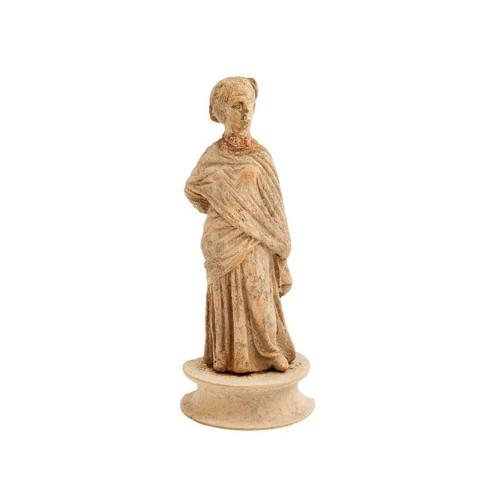 Ancient Tanagra Woman Figurine with Diadem and Himation - Greek ...