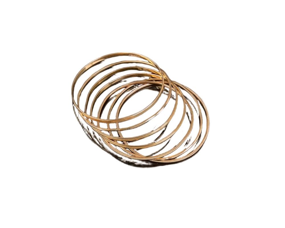 Seven 18ct Gold Bangles with Various Designs, 44g Weight - Bracelets ...