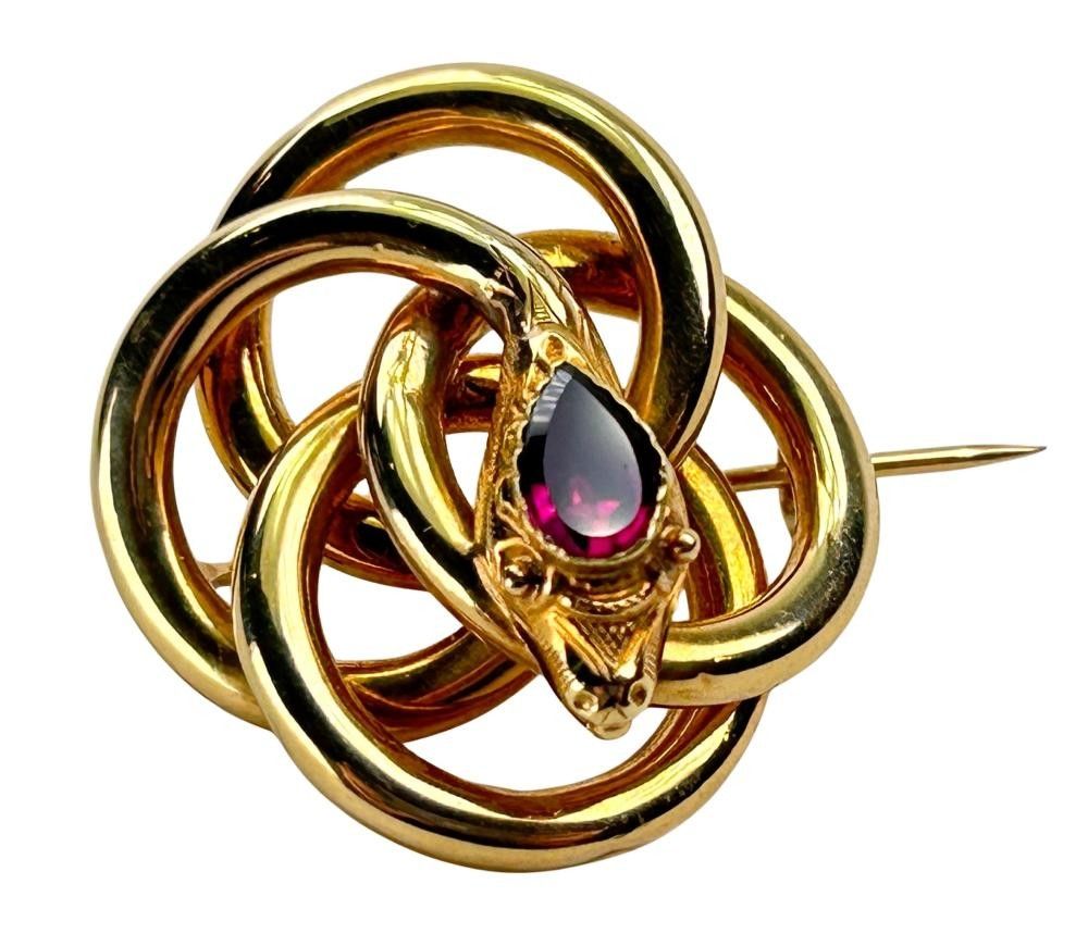 17.9ct Ruby Serpent Brooch with Synthetic Purplish Pink Ruby - Brooches ...