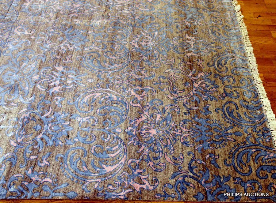 Powder Blue & Pink Wool Carpet on Mottled Stone Field - Rugs & Carpets ...