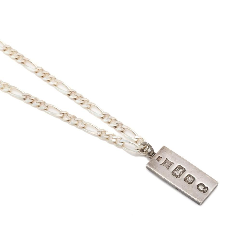 1977 Birmingham Hallmarked Silver Ingot Pendant on Figaro Chain ...