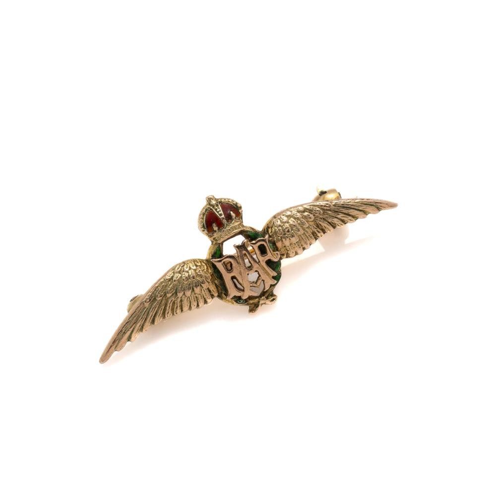 9ct Gold RAF Sweetheart Brooch with Enamel Highlights, 2g - Brooches ...