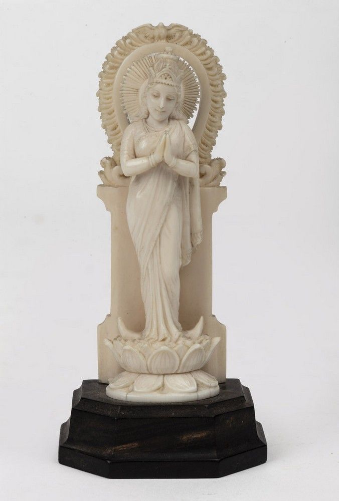 Indian Carved Ivory Statuette on Timber Stand, Early 20th Century ...