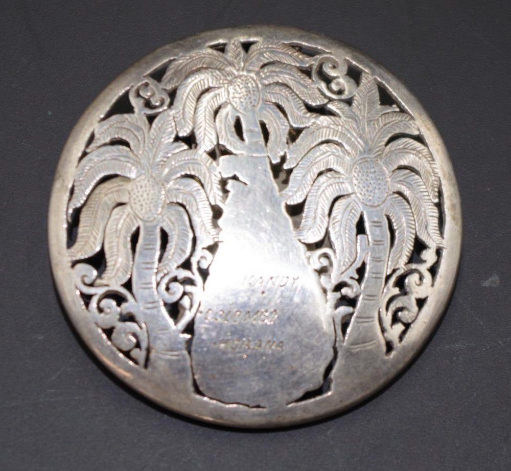 Ceylon Silver Brooch with Pierced Decoration and Engraving - Brooches ...