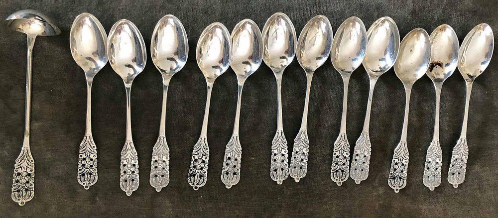 Peruvian Silver Tea Spoons and Brandy Ladle Set - Flatware/Cutlery and ...