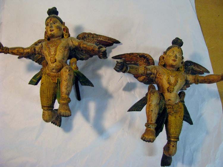Indian Winged Deity Carvings - Wall Mounted - Zother - Oriental