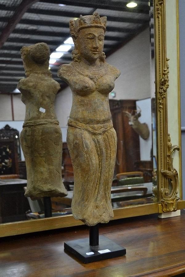 Stone Deity on Stand: Southeast Asian Art - Zother - Oriental