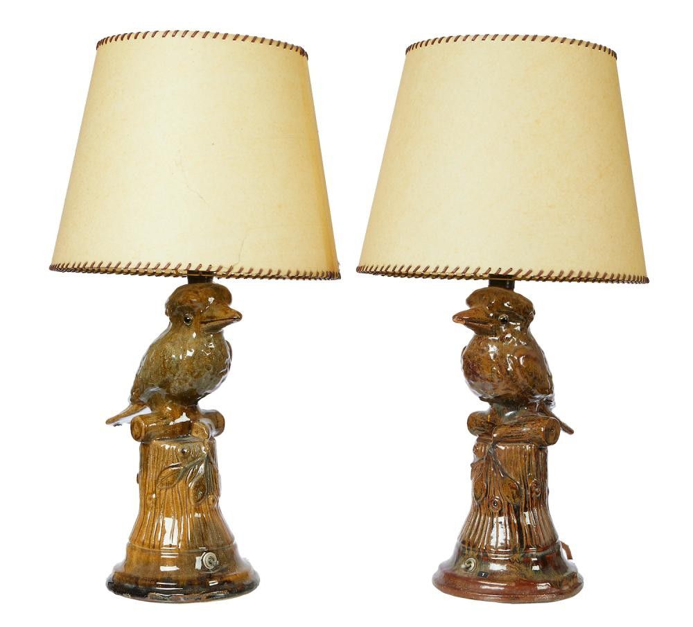 Brown Glazed Kookaburra Lampbases (Set of 2) - Lamps - Table & Desk ...