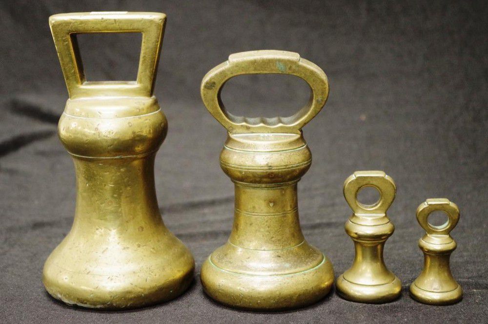 Set of Four Vintage Brass Bell Weights - Scales - Household Objects