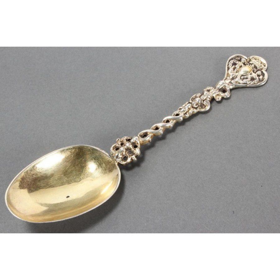 Austrian Gilt Silver Spoon with Cherubs and Coronet - Flatware/Cutlery ...