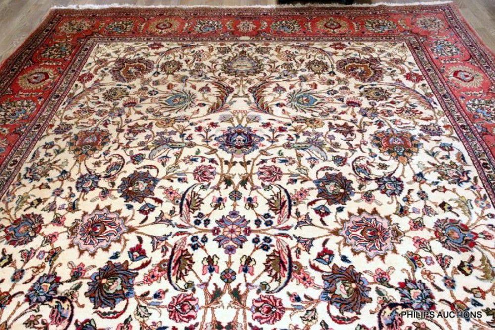 Persian Wool Rug with Floral Design and Border - Rugs & Carpets ...