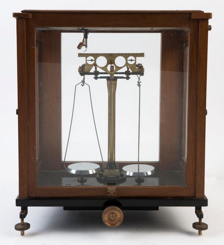 Early 20th Century Scientific Balance Scales in Glass Case - Scales ...