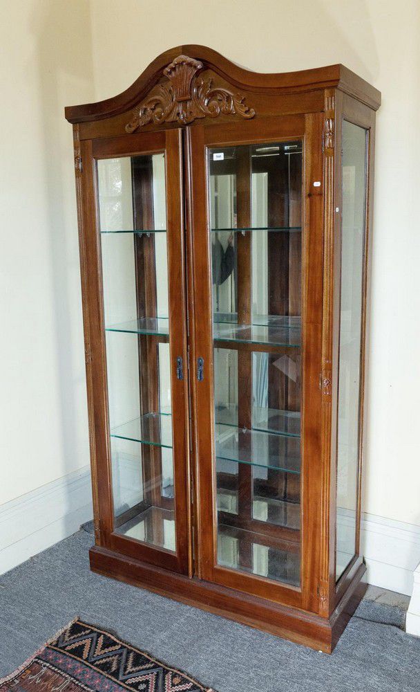 Arch Top Display Cabinet with Glazed Sides and Mirror Back - Cabinets ...