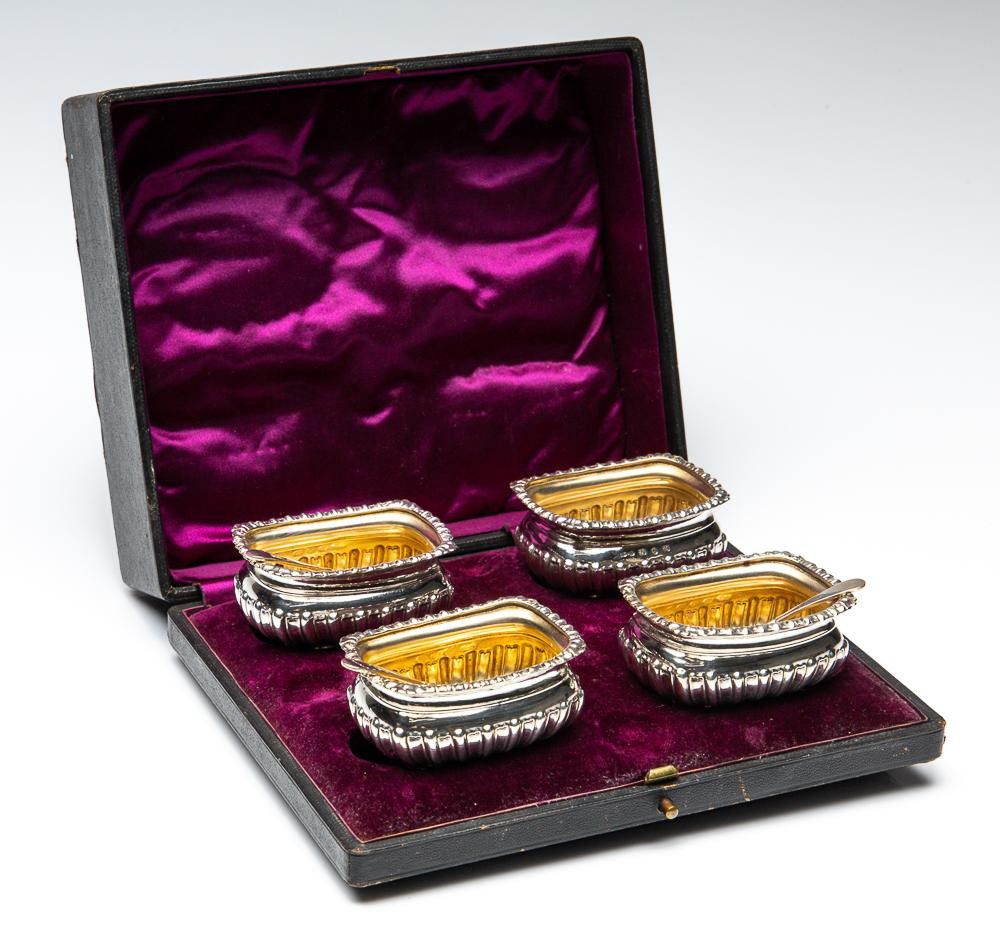 Birmingham Sterling Silver Open Salts and Spoons Set - Condiment ...
