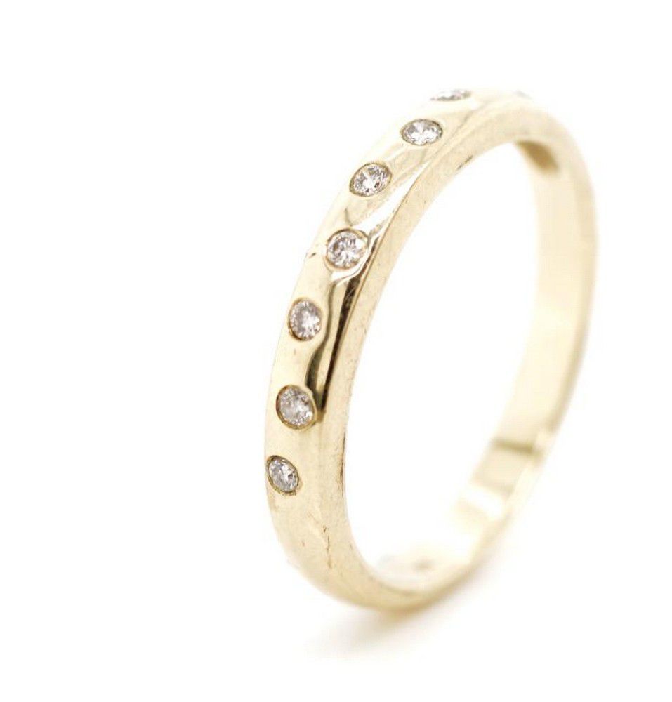 Diamond and 9ct Gold Punch Set Ring - Size N-O - Rings - Jewellery