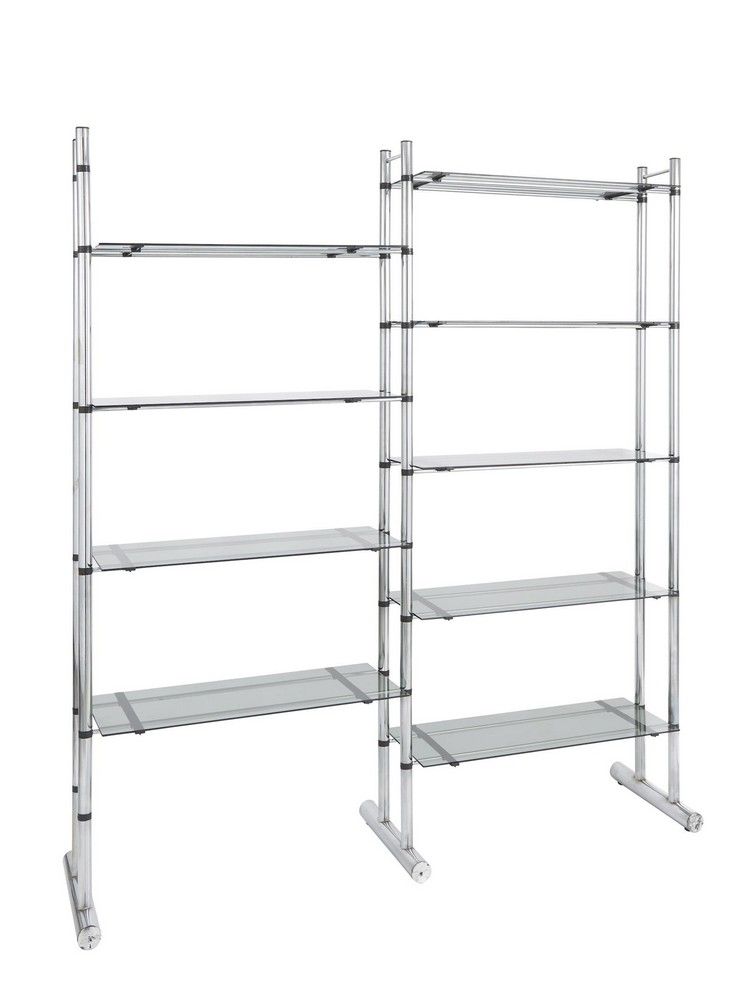 Scandinavian Chrome and Glass Bookshelf - Bookcases - Furniture
