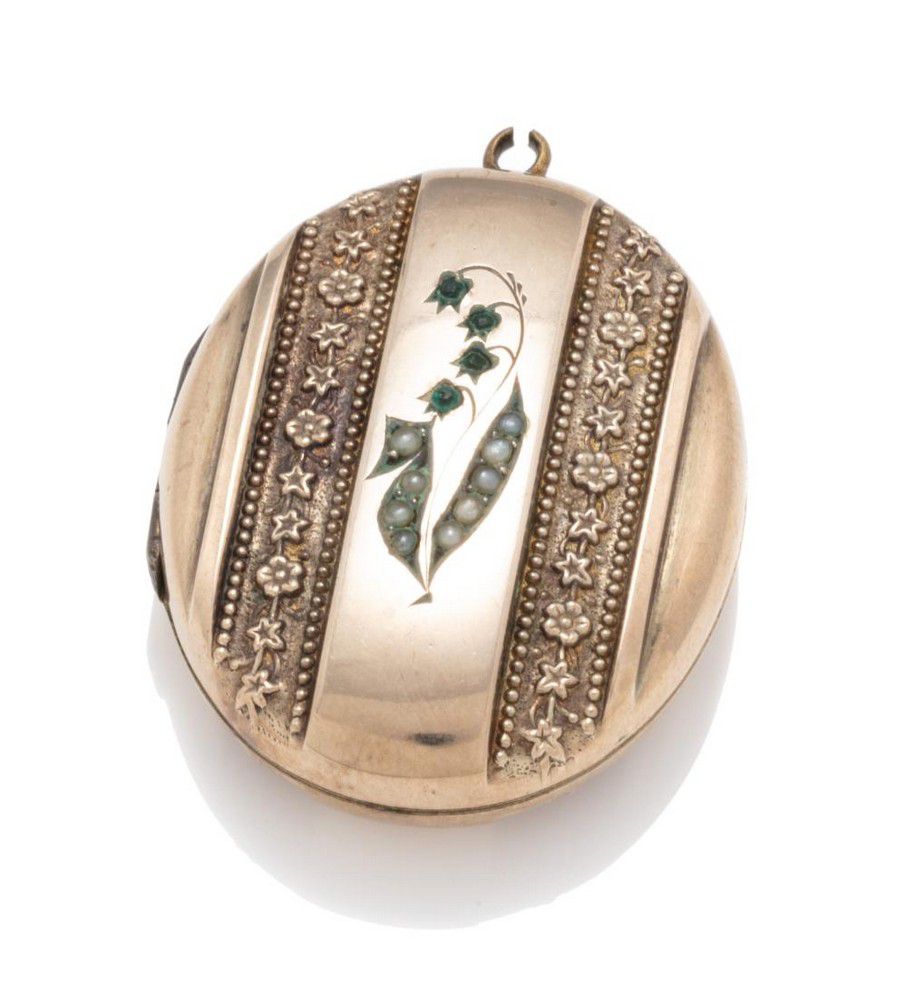 Gold Plated Lily of the Valley Locket with Garnet - Pendants/Lockets ...