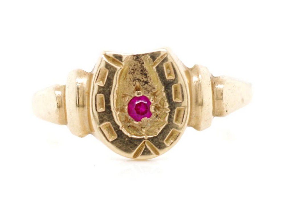 9ct Gold Horse Shoe Ring, Size M-N - Rings - Jewellery